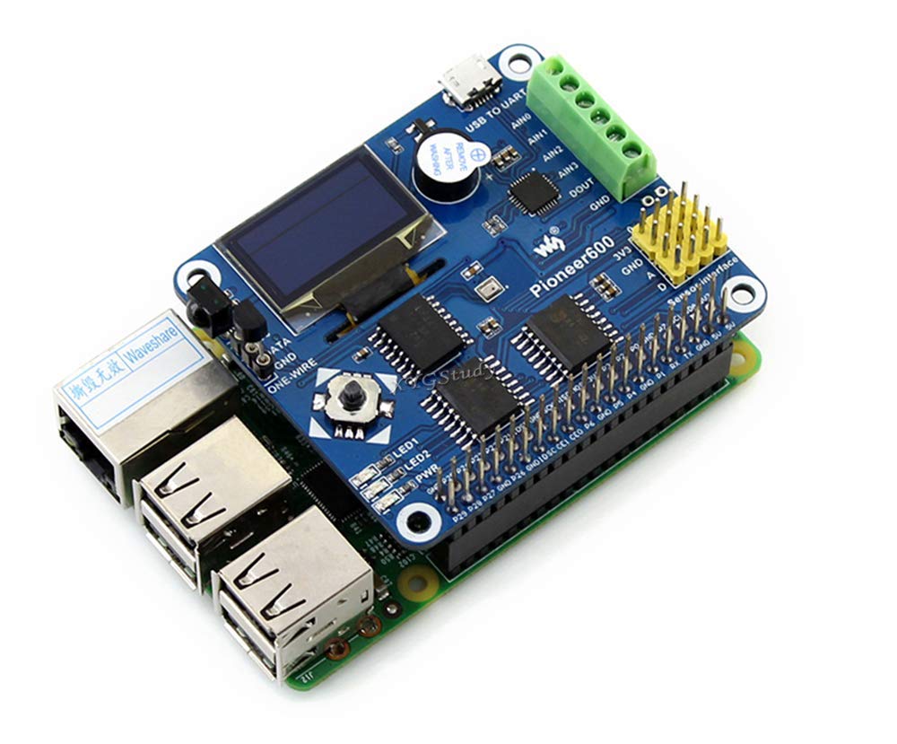 Pioneer600 Expansion Board for Raspberry Pi 1 2 3 4 with USB to UART I/O OLED Display RTC AD/DA GPIO IR Sensor DS18B20 Components