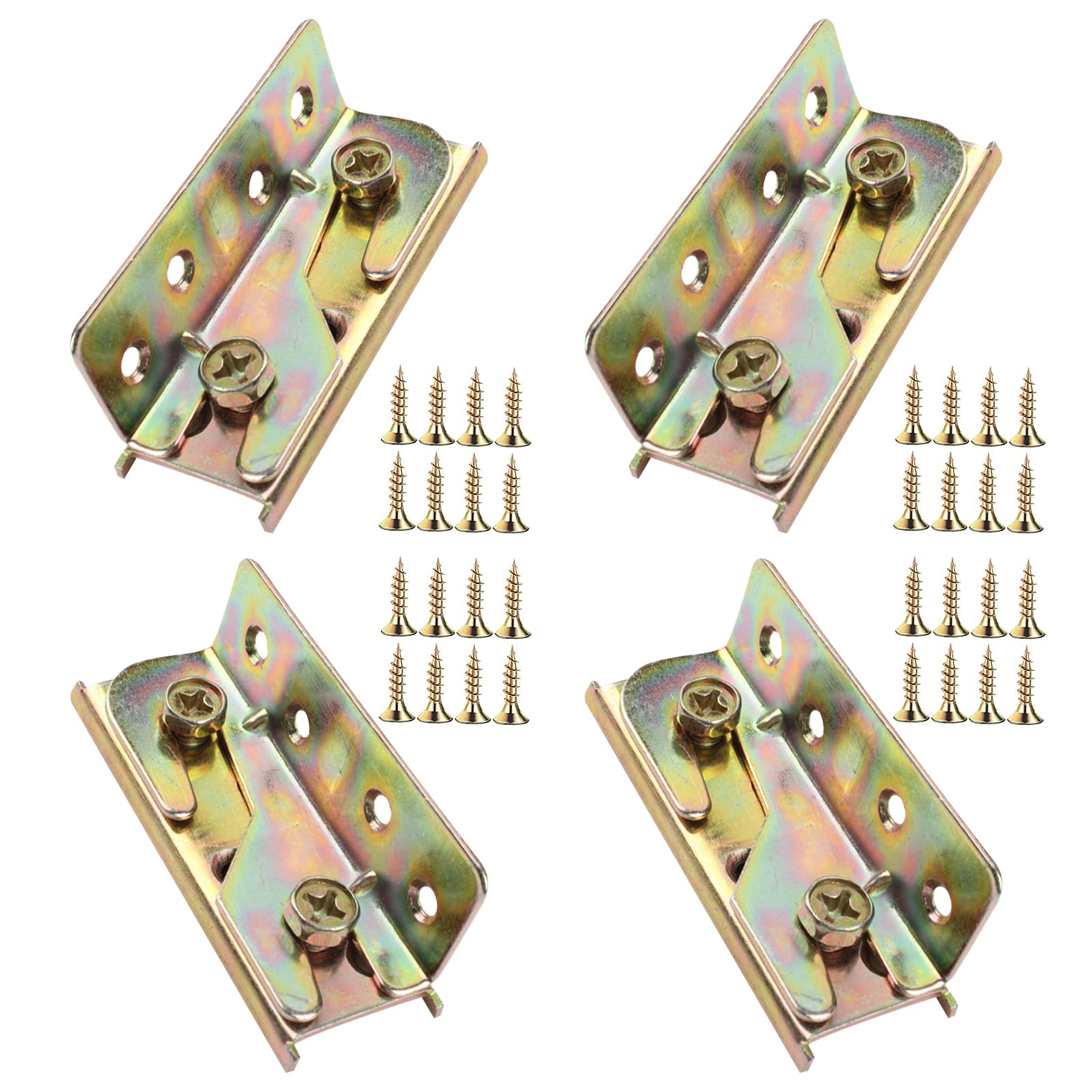 Bed Frame Hardware Bed Rail Brackets - Wooden Bed Frame Connectors with Screws for Headboards Footboards - Heavy Duty Non-Mortise Bed Rail FittingsïŒSet of 4ïŒ