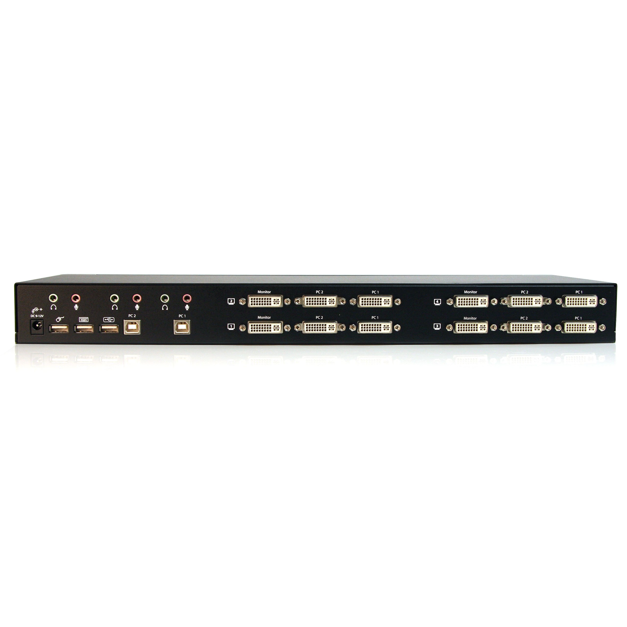 StarTech.com 2-Port Quad Monitor Dual-Link DVI USB KVM Switch with Audio & Hub (SV231QDVIUA), Black