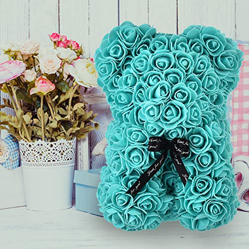 Artificial Flowers Rose Bear ,Rose Teddy Bear, Flower Bear Cub, Forever Rose Everlasting Flower for Window Display, Anniversary Christmas Valentines Gift (Light Pink)
