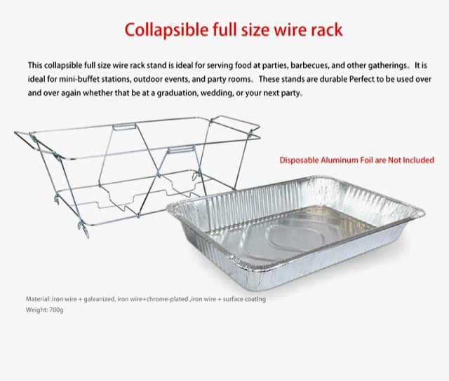 Folding Chafing Food Warmer Wire Rack Chafer Stand Chrome Super Sturdy Foldable Buffet, for use with Disposable Party Accessories