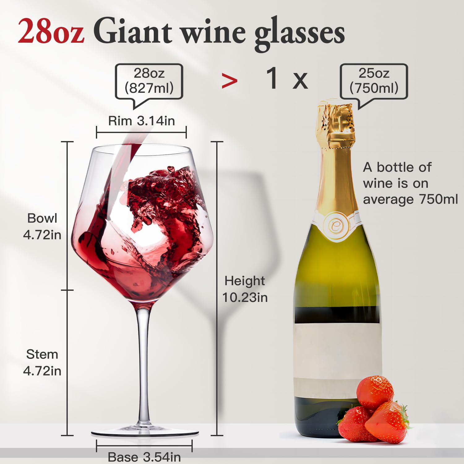 Cyrelwing Large Red Wine glasses set of 4-28oz Extra Large Red Wine Glasses set of 4 with stem-Hand Blown Crystal Big Red Wine Glasses-Light,Thin,Wine tasting Large Cabernet Sauvignon Glasses