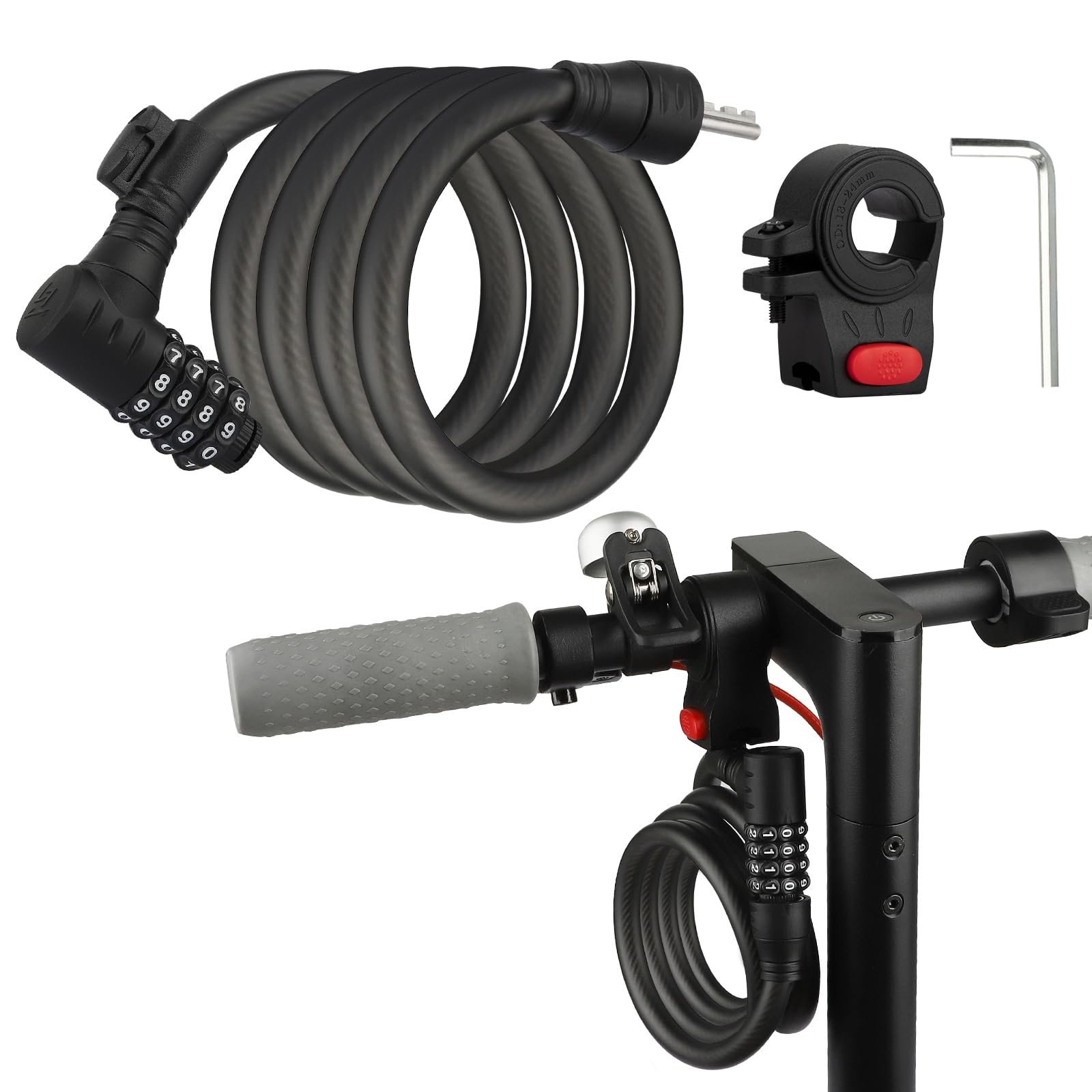 Bike Lock, E Scooter Lock 4-Digit Bike Combination Lock Compatible with Xiaomi M365/Pro2/Max/Ninebot/F Essential Scooter/Bicycle/Motor Lock Anti-Theft Ideal Lock 4ft Long with 12 Steel Bicycle Lock