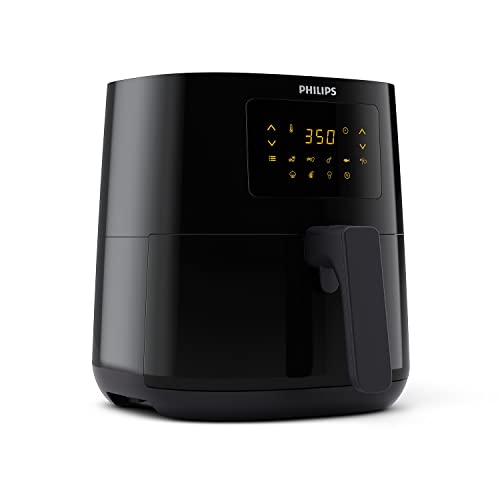 Philips Essential Airfryer Compact 1.8lb/4.1L Capacity Digital Airfryer, Black & Party Master Accessory Kit with Double Layer Rack and Silicone Muffin Cups, Silver/Red