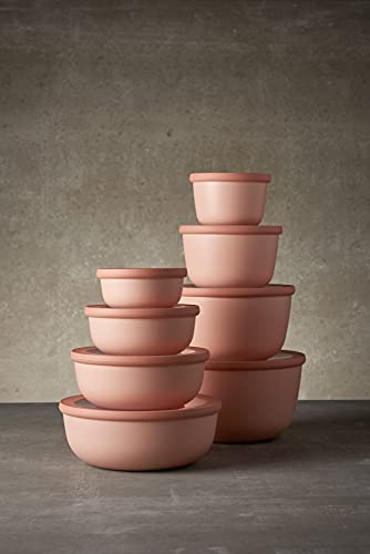 Mepal, Cirqula Set of 4 Multi Food Storage and Serving Bowls with Lids, Food Prep Containers, Deep, Nordic Blush, 1 each (17oz, 34oz, 68oz, 101oz), 1 Set