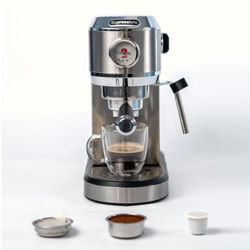 Espressione Flex 3-in-1 Espresso Maker, compatible with E.S.E. espresso pods, NespressoĀ® capsules and ground coffee, 20 Bar Italian Pump, Adjustable Temp Control, Fast Thermoblock Heating