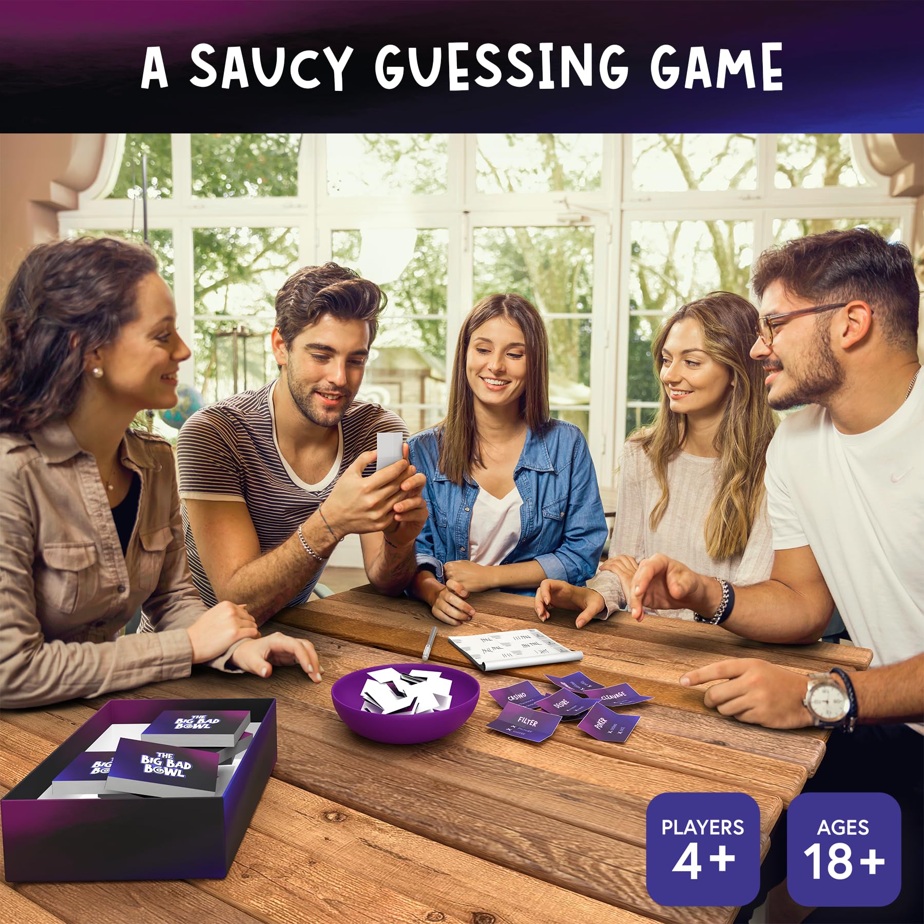 Big Bad Bowl - Ultimate 600 Cards Fun Party Game for Adults, Engaging Icebreakers, Hilarious Group Challenges, Guessing Game, Travel-Friendly, Gifts for Game Night, Ages 18+
