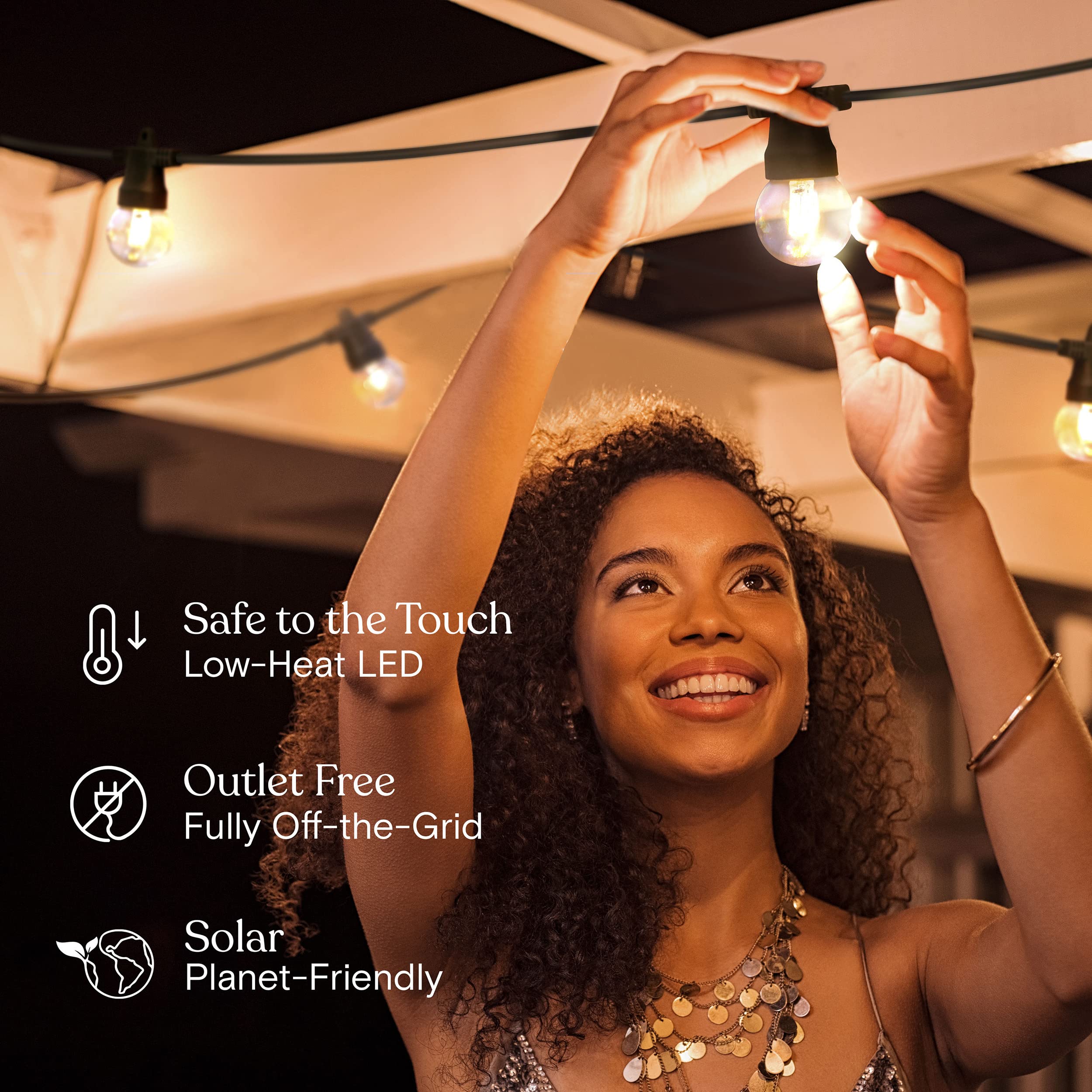 Brightech Ambience Pro - Waterproof Solar LED Outdoor String Lights β 1W Retro Edison Globe Bulbs - 27 Ft Bistro Lights Create Cafe Ambience in Your Yard, Pergola - Soft White