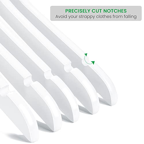 Nature Smile Solid Gugertree Wood Shirt and Dress Hangers with Notches with Antirust Chrome Hook Pack of 10 (White)
