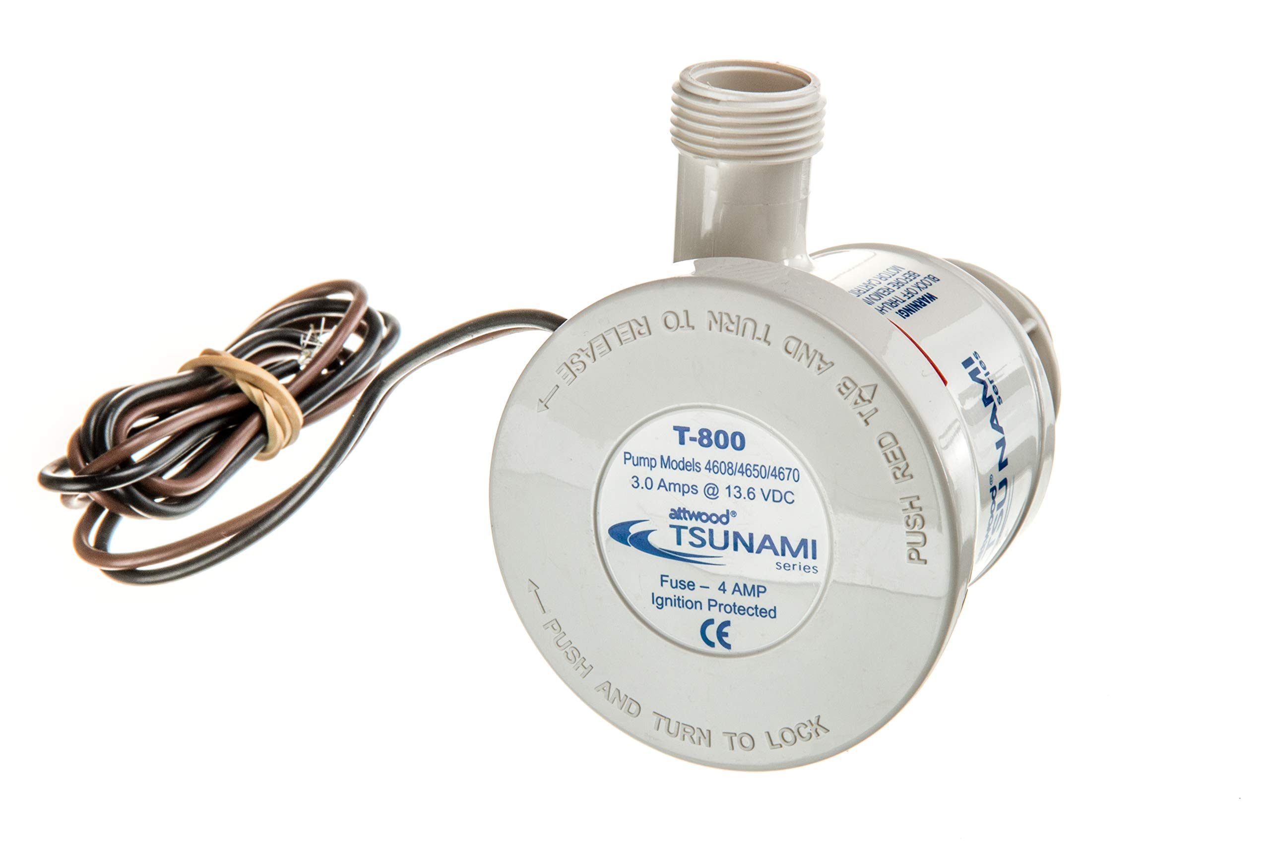 attwood 4653-7 Tsunami Series 800 GPH Fully Submersible Aerator Pump, White Finish, One Size