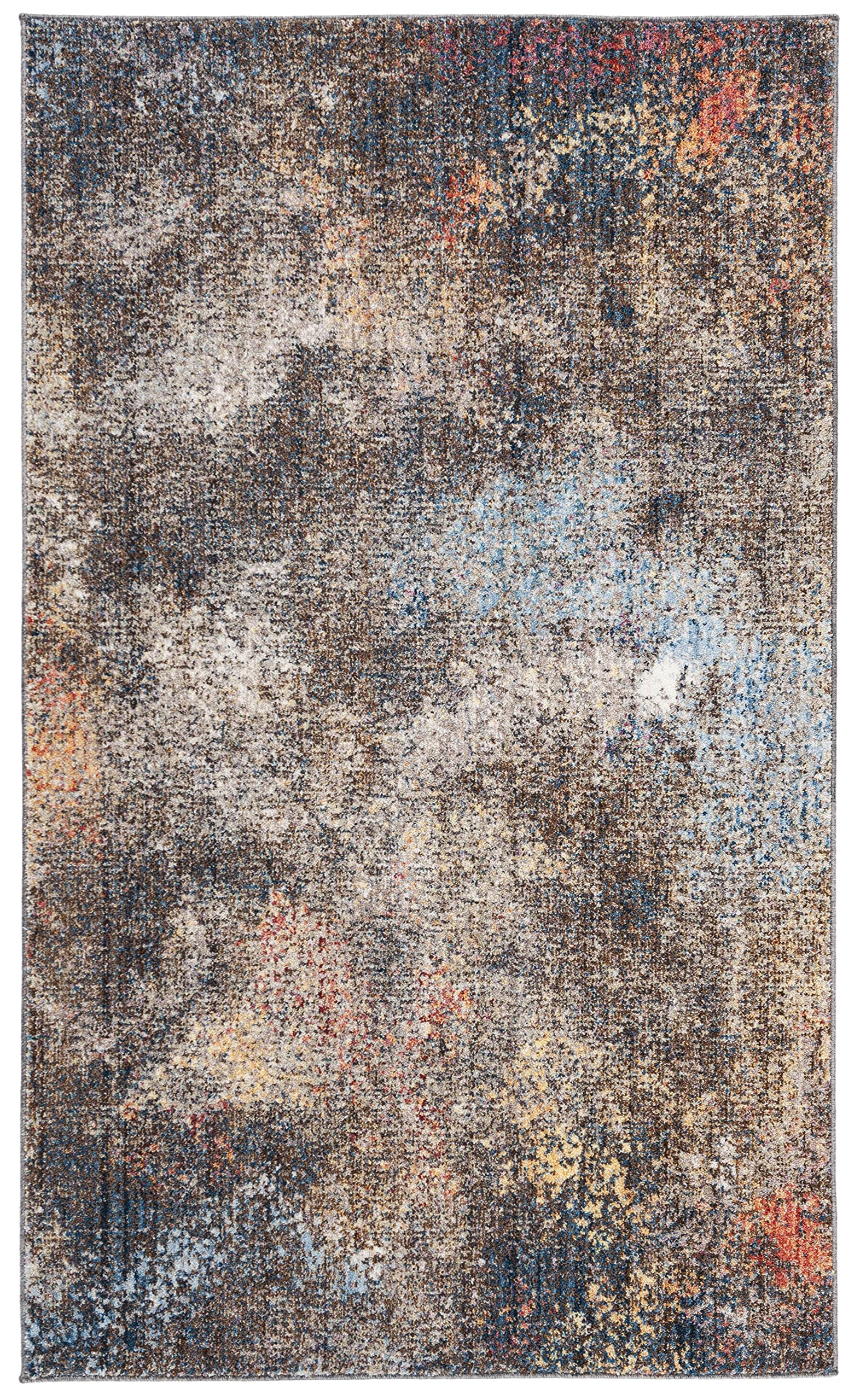 SAFAVIEH Monray Collection Accent Rug - 3' x 5', Blue & Multi, Modern Abstract Distressed Design, Non-Shedding & Easy Care, Ideal for High Traffic Areas in Entryway, Living Room, Bedroom (MNY651E)
