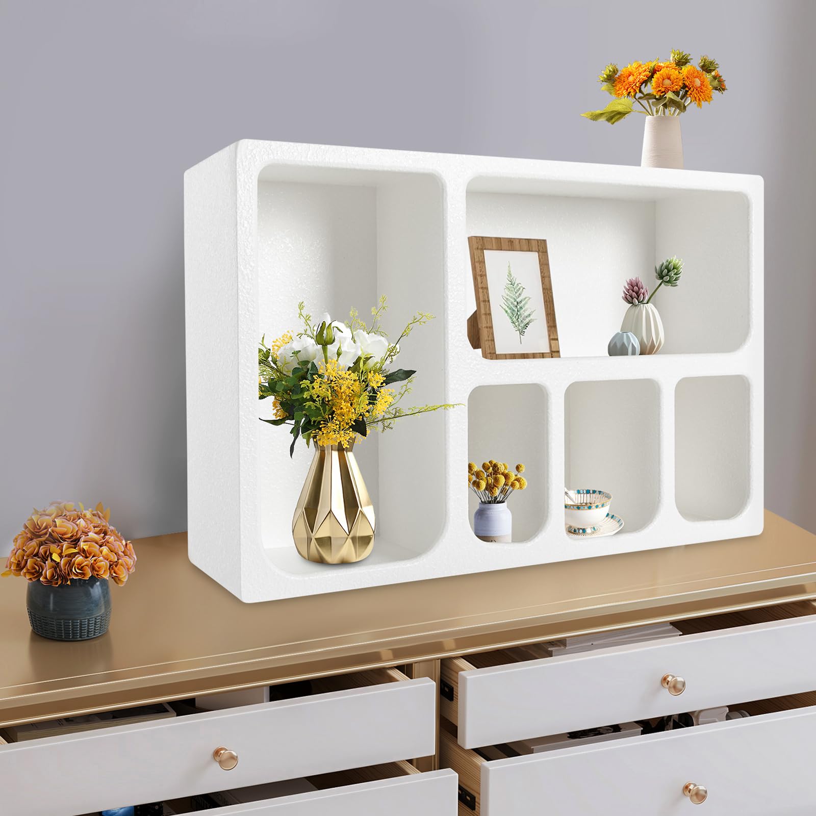 biniliubi Wall Mounted Storage Cabinet, Modern Wall Shelves, Modern Wall Shelves for Wall Decor, Floating Shelves, Wall Mounted Storage Organizer for Bathroom, Living Room, Bedroom