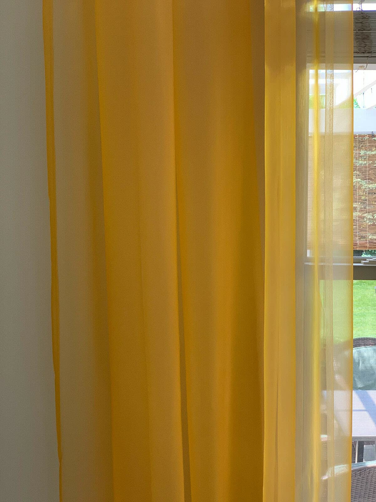 Dark Gold Organza 105" Wide Sheer Polyester for Drapes, Curtain, Wedding Fabric (1 Yard)