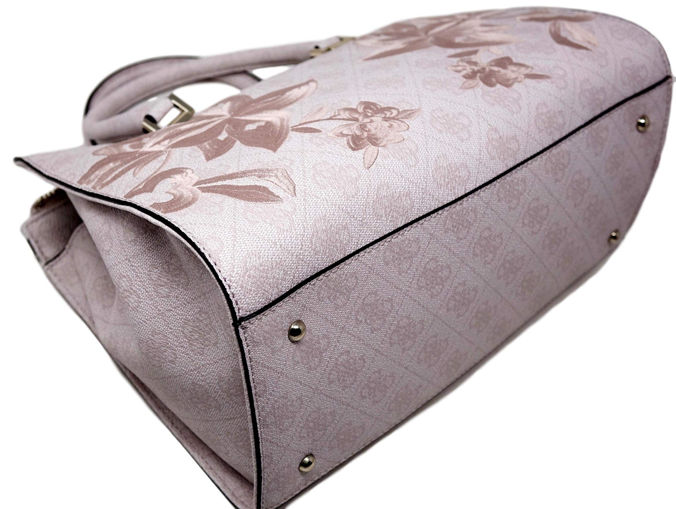 GUESS Women's Britta Logo Floral Embroidery Satchel Crossbody Bag Handbag - Cement