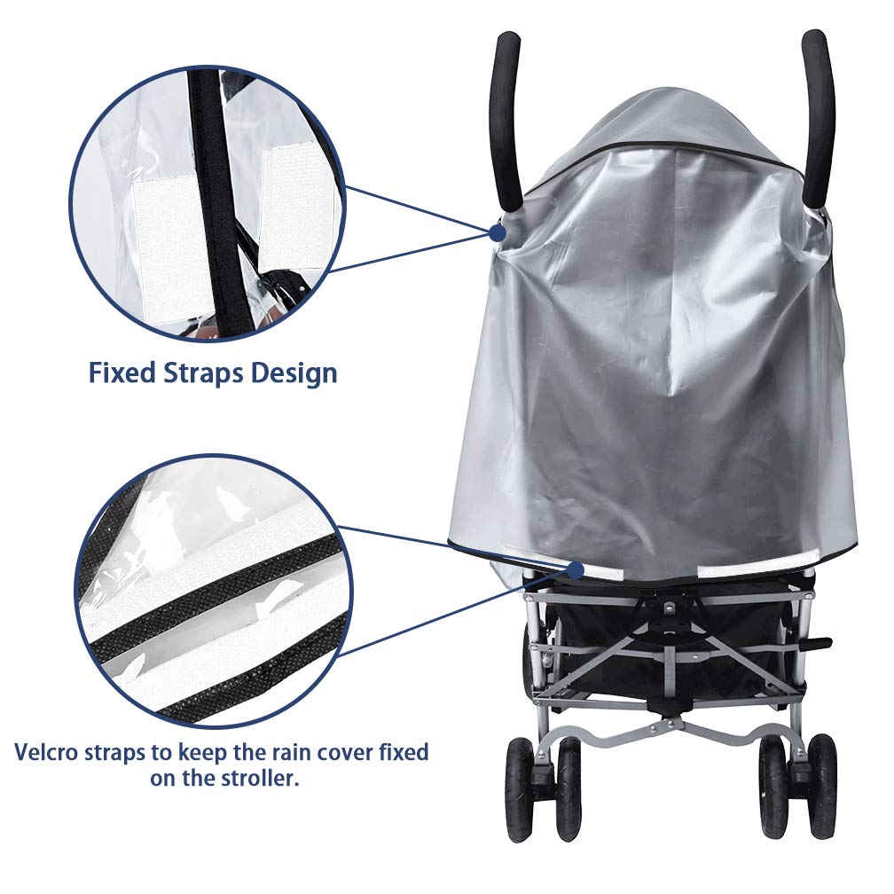 Baby Stroller Rain Cover, Maveek Plastic Stroller Cover Clear for Rain and Wind Shield, Universal Fit Transparent Stroller Accessories for Infant Toddler Newborn Proctection Product Winter All Weather