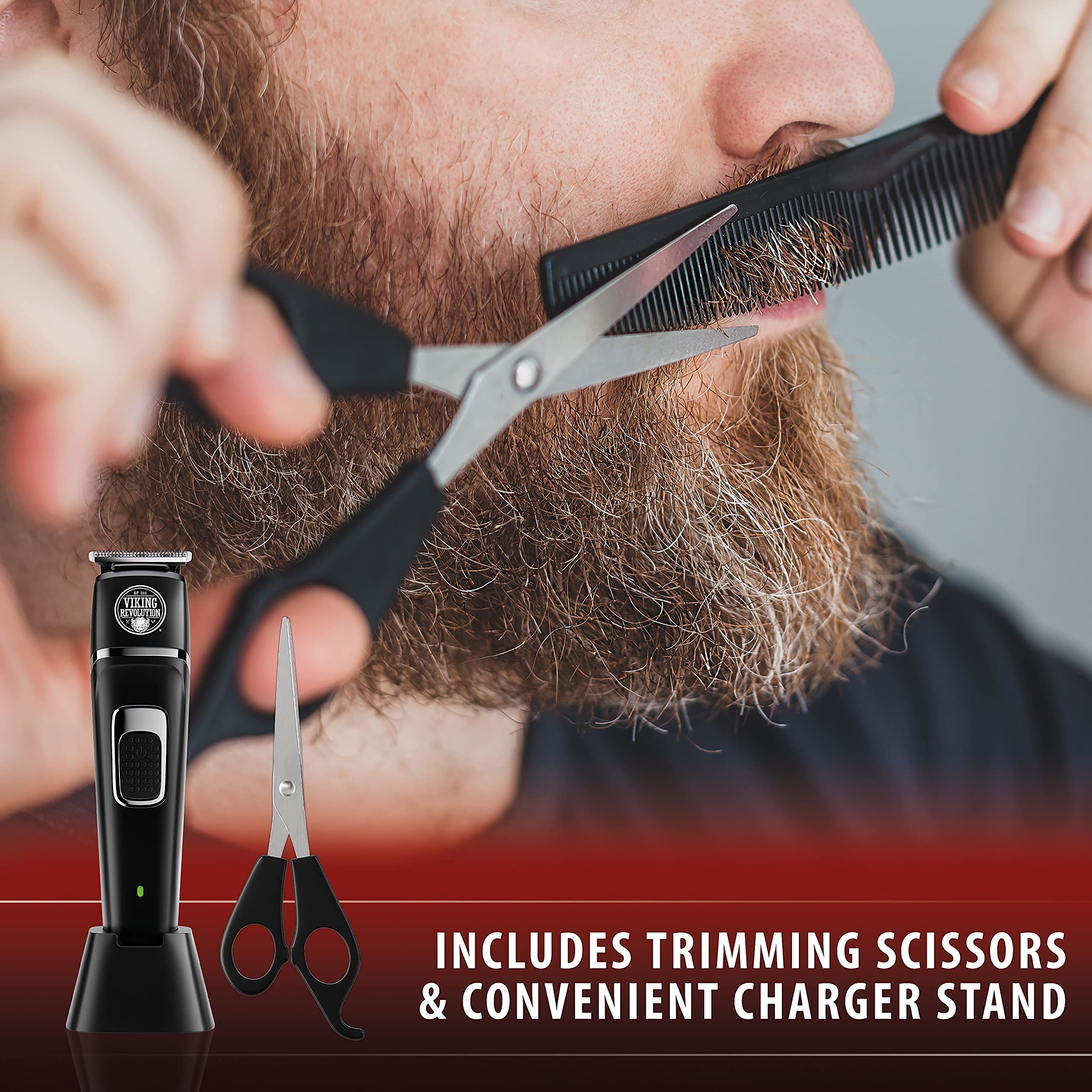 Beard Trimmer for Men - Mens Electric Razor, Hair Clippers for Beard. Adjustable and Portable Beard Grooming Kit for Men.