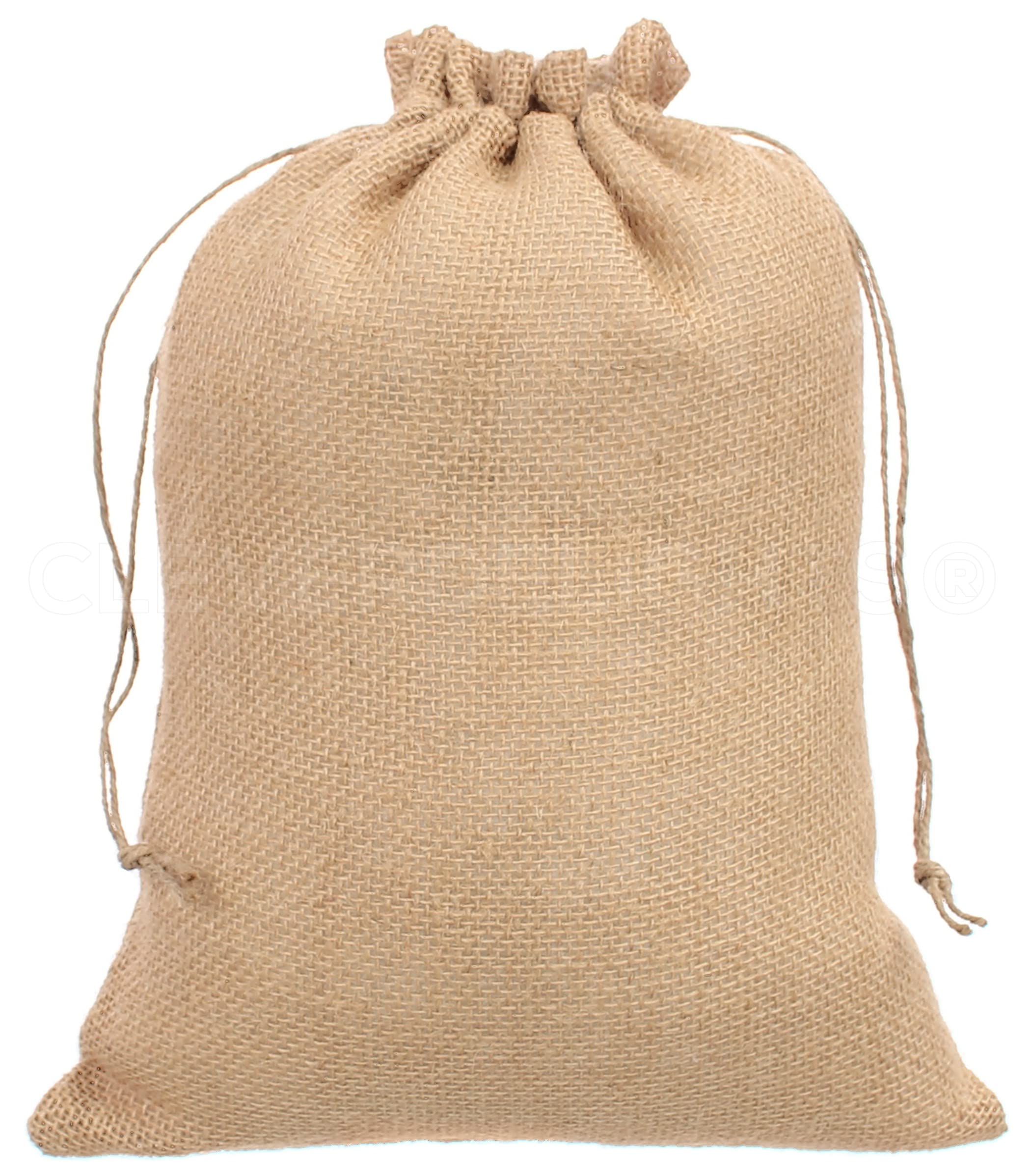 CleverDelights 10" x 14" Burlap Bags - 10 Pack - 10x14 Inch Jute Burlap Drawstring Sacks