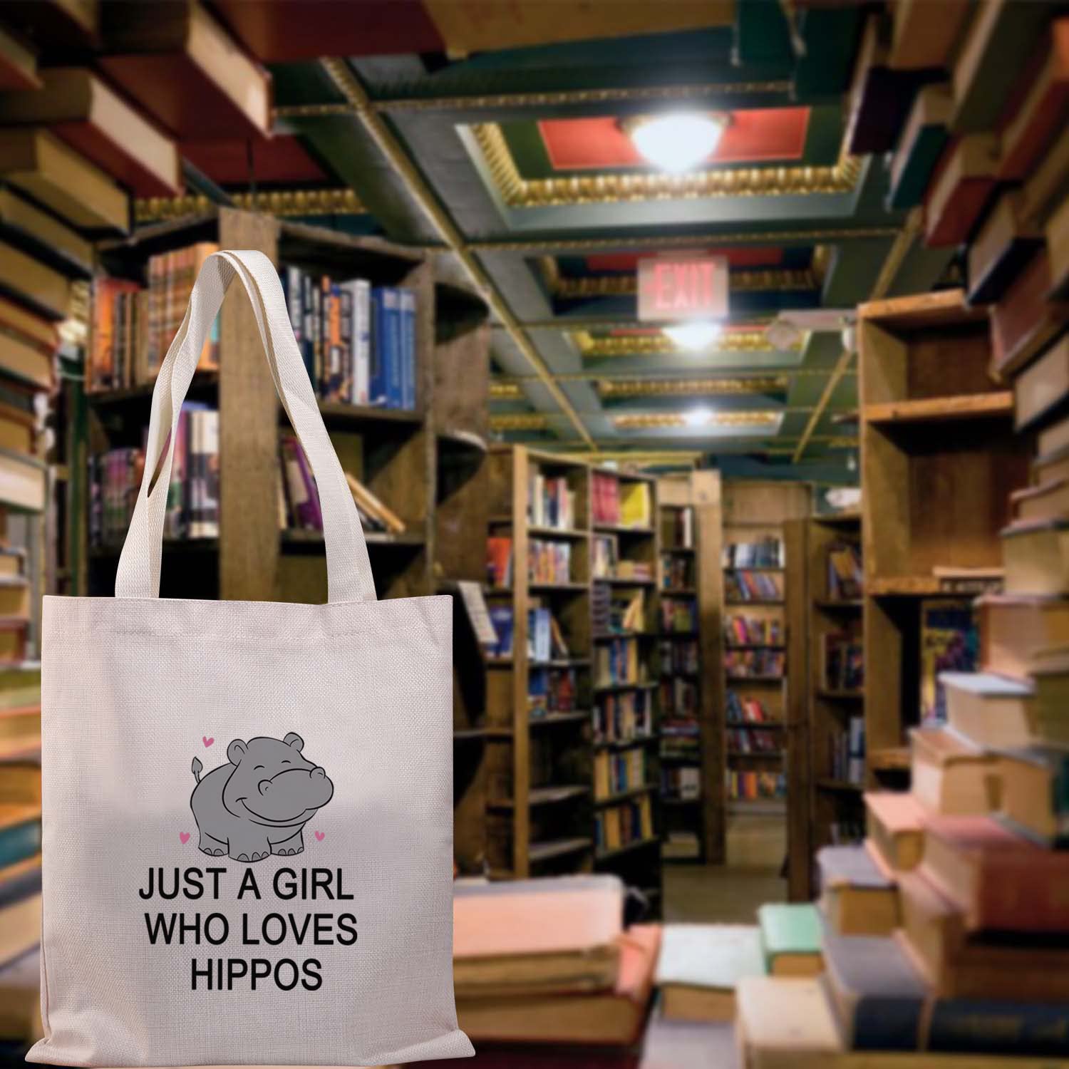 BDPWSS Hippopotamus Gift Hippo Lover Gift Just a Gi-rl Who Loves Hippos Inspirational Tote Bag (loves hippos TG)