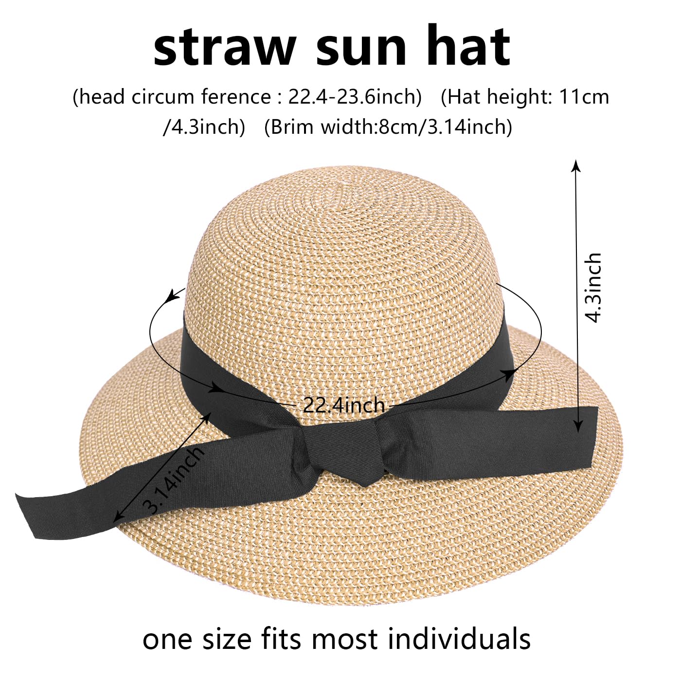 Beach Hats for Women, Sun Hats for Women Straw Hat, UPF 50+ UV Protection Summer Hat, Floppy Wide Brim Hats for Women Foldable