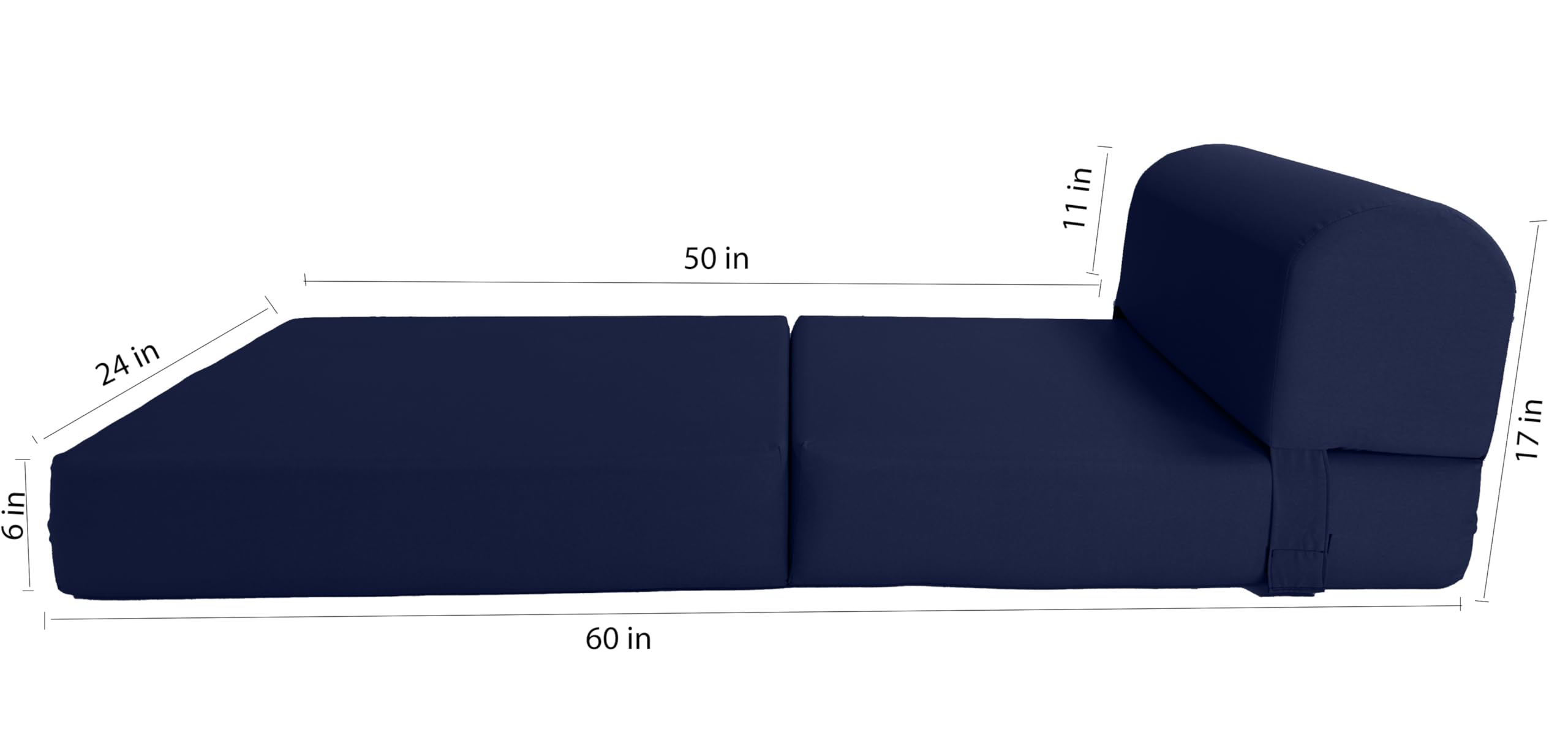 D&D Futon Furniture Sleeper Chair Folding Bed, Studio Sofa Guest Folded Mattress, High Density Foam (70 x 24 x 6, Navy Blue)