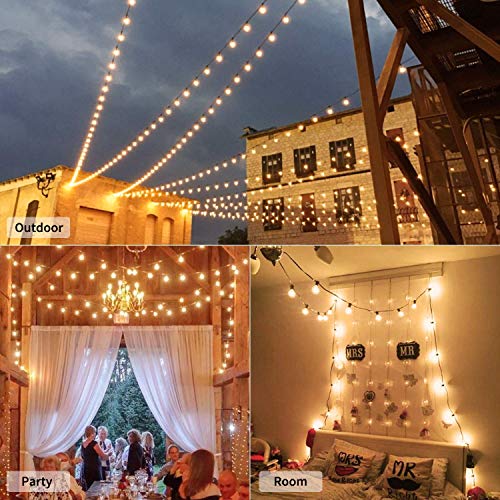 Brightown Outdoor String Lights 25FT G40 Globe Patio Lights with 27 Edison Glass Bulbs(2 Spare), Waterproof Connectable Hanging Light for Backyard Porch Balcony Party Decor, E12 Socket Base, Black