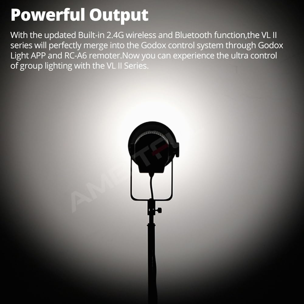 Godox VL150II 165W 5600±200K CRI96+,TLCI 96+ LED Studio Video Light with APP Control, Built-in FX Effects, Outdoor-Indoor Dual-use LED Continuous Light (VL150 Upgrade )