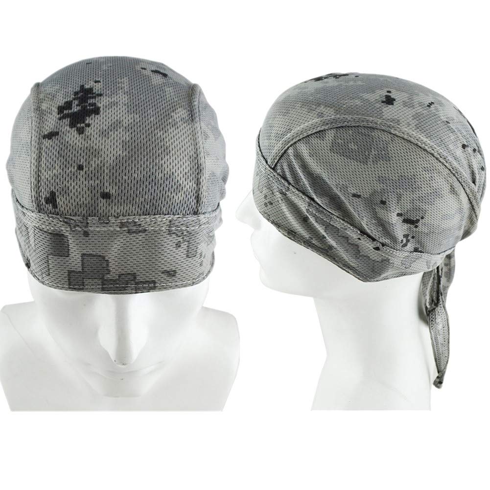 GUIFIER 4 Pack Do Rag/Dew Rag Doo Rags Sweat Wicking Skull Cap Beanie Priate Hat Motorcycle Cycling Caps Head Wrap Durags for Men Women - Camo