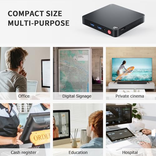 Beelink T5 Mini pc Celeron N4020(4M Cache,up to 2.8GHz), 4G DDR+64G eMMC, 2.4G/5GWiFi, Mini Computer Supports 4K Dual HDMI/4*USB3.0/BT5.0，Gigabit Network