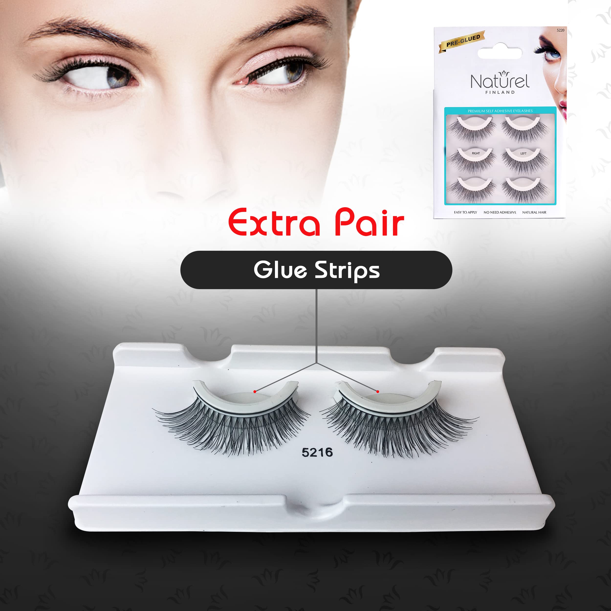 Reusable Fake Eyelashes – Lightweight, Self-Adhesive False Lashes – No Sticky Lash Glue Required: 3 Sets