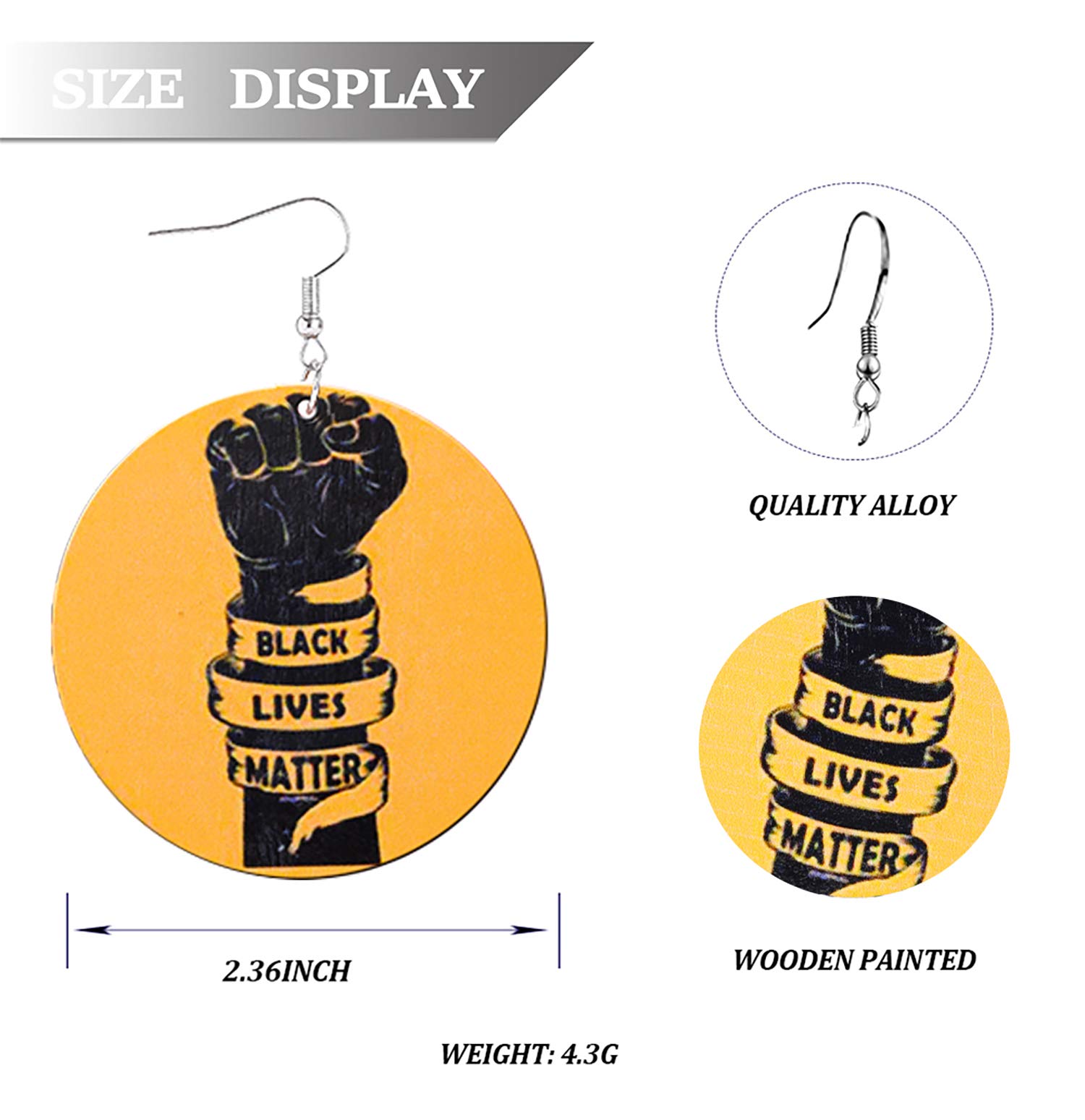 Honsny African Wooden Earrings for Women Round Wooden Painted Ethnic Earrings Drop Dangle Earrings Set