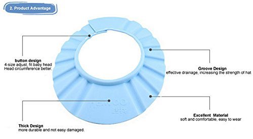 Safe Shampoo Shower Bathing Protection Soft Cap Hat for Toddler's, Baby,Children & Kids to Keep The Water Out of Their Eyes & Face (Blue)