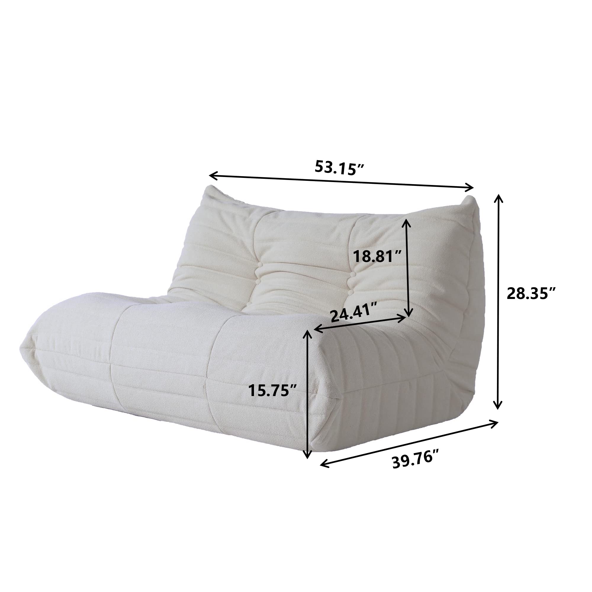 TIFLON Lazy Floor Sofa,Minimalist Sofa Couches,Teddy Velvet LoveSeat Sofa, Fireside Chair,Tatami Sofa,Corner Relax Sofa Couch for Living Room Bedroom Salon Office (Beige, 2Seat)