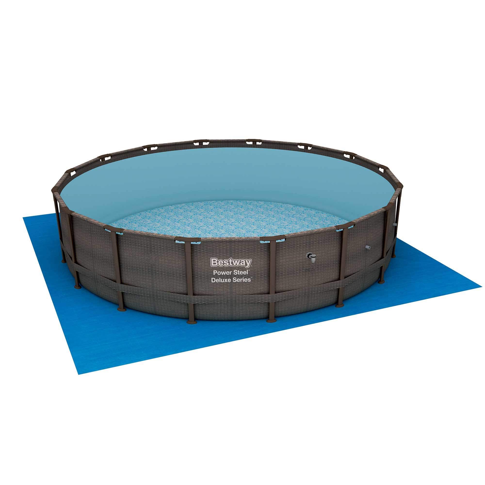 Bestway 16 Foot Power Steel Frame Above Ground Pool Set w/Taylor Water Test Kit