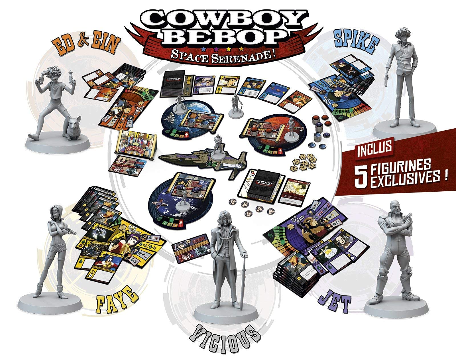 Japanime Games Cowboy Bebop: Space Serenade | from The Creator of Harmonies | Cooperate to Take Down Vicious | 1-4 Players | Ages 14+ | 30-90 Min Play Time