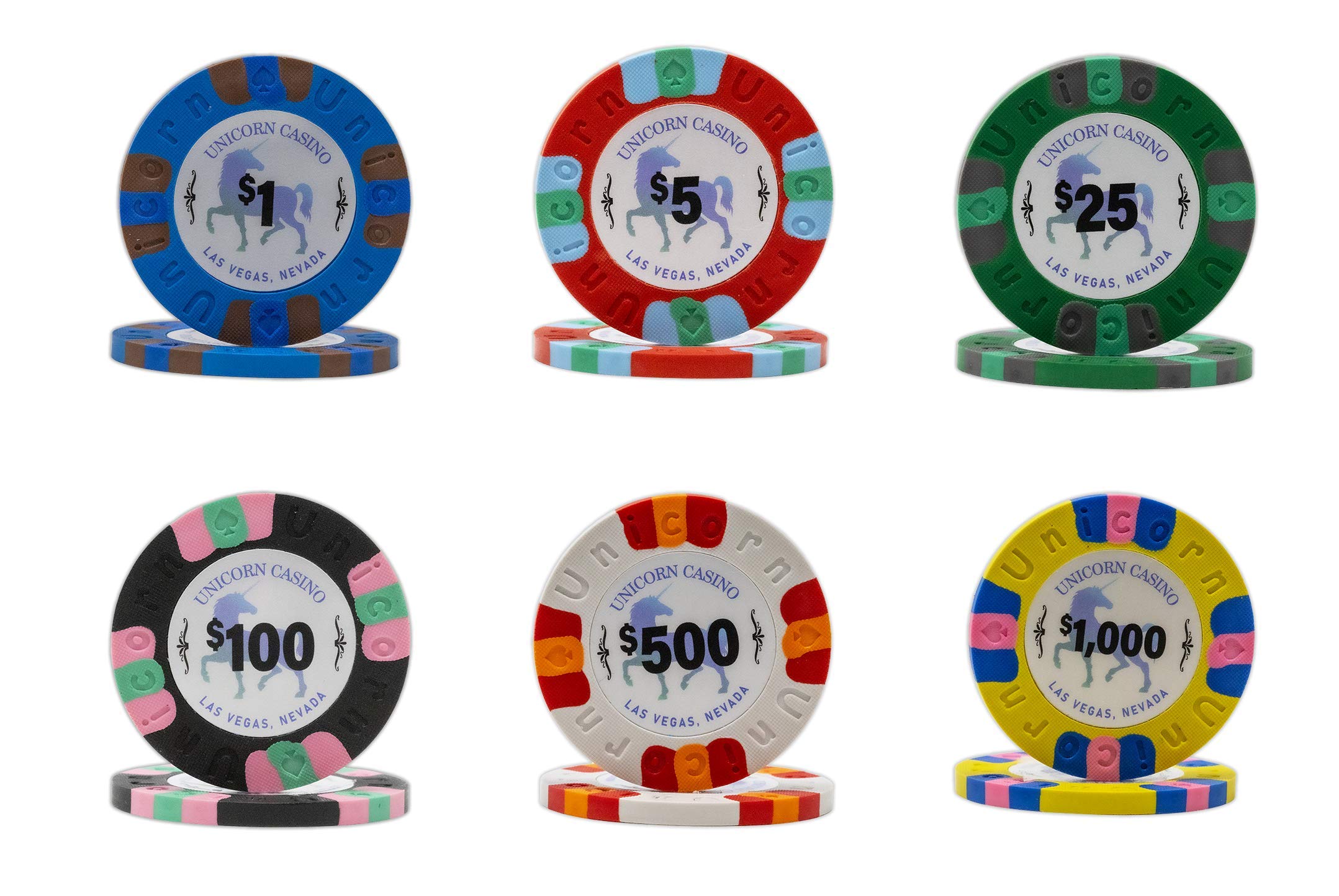 DA VINCI Unicorn All Clay Poker Chip Set with 500 Authentic Casino Weighted 9 gram Chips, Black ABS Case, 2 Decks of Plastic Playing Cards, Dealer Buttons and 2 Cut Cards