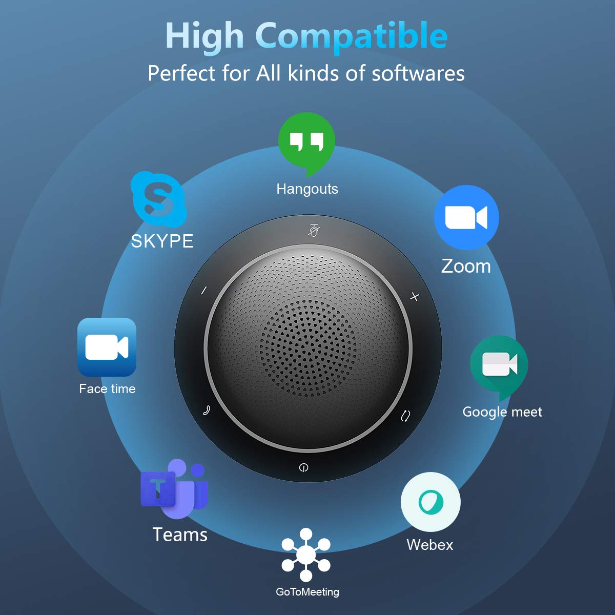 GOGOCOOL Bluetooth Speakerphone,Noise Reduction Conference Speaker with Mic,USB/Dongle/Bluetooth Connection,Enhanced Voice Pickup,Compatible with Meeting Apps for Home Office,Black