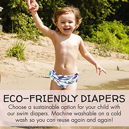 Reusable Swim Diapers for Babies, Infants & Toddlers - Adjustable Girls Swimming Diaper 0-2 Years, Eco-Friendly Washable with Snaps β Floral & Tribal Feather β 2 Pack by Will & Fox