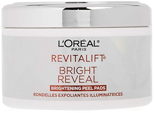 L'OrĂŠal Paris Revitalift Bright Reveal Anti-Aging Exfoliating Peel Pads with Glycolic Acid, Reduce Wrinkles & Brighten Skin, 30 Count (Pack of 1)