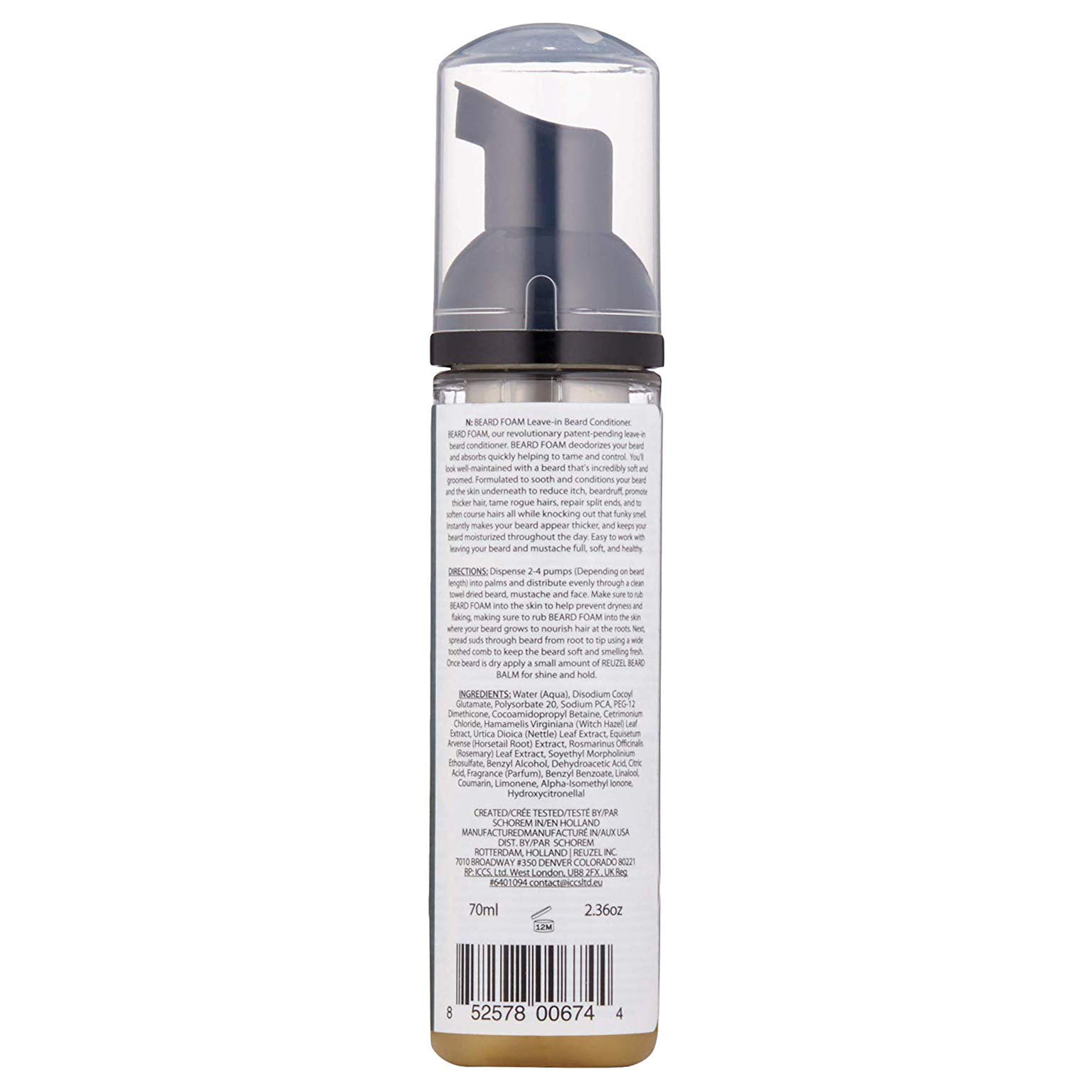 Reuzel Beard Foam, Reduces Beardruff And Itchy Skin, 2.36 Oz