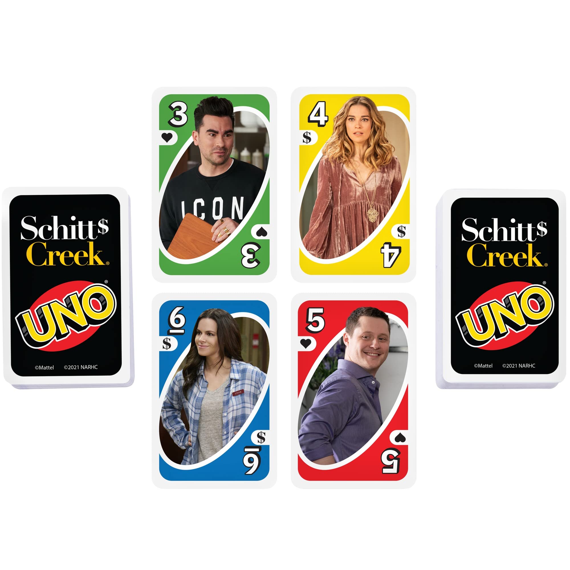 Mattel Games UNO Schitt's Creek Card Game for Teens & Adults for Family or Game Night with Special Rule for 2-10 Players