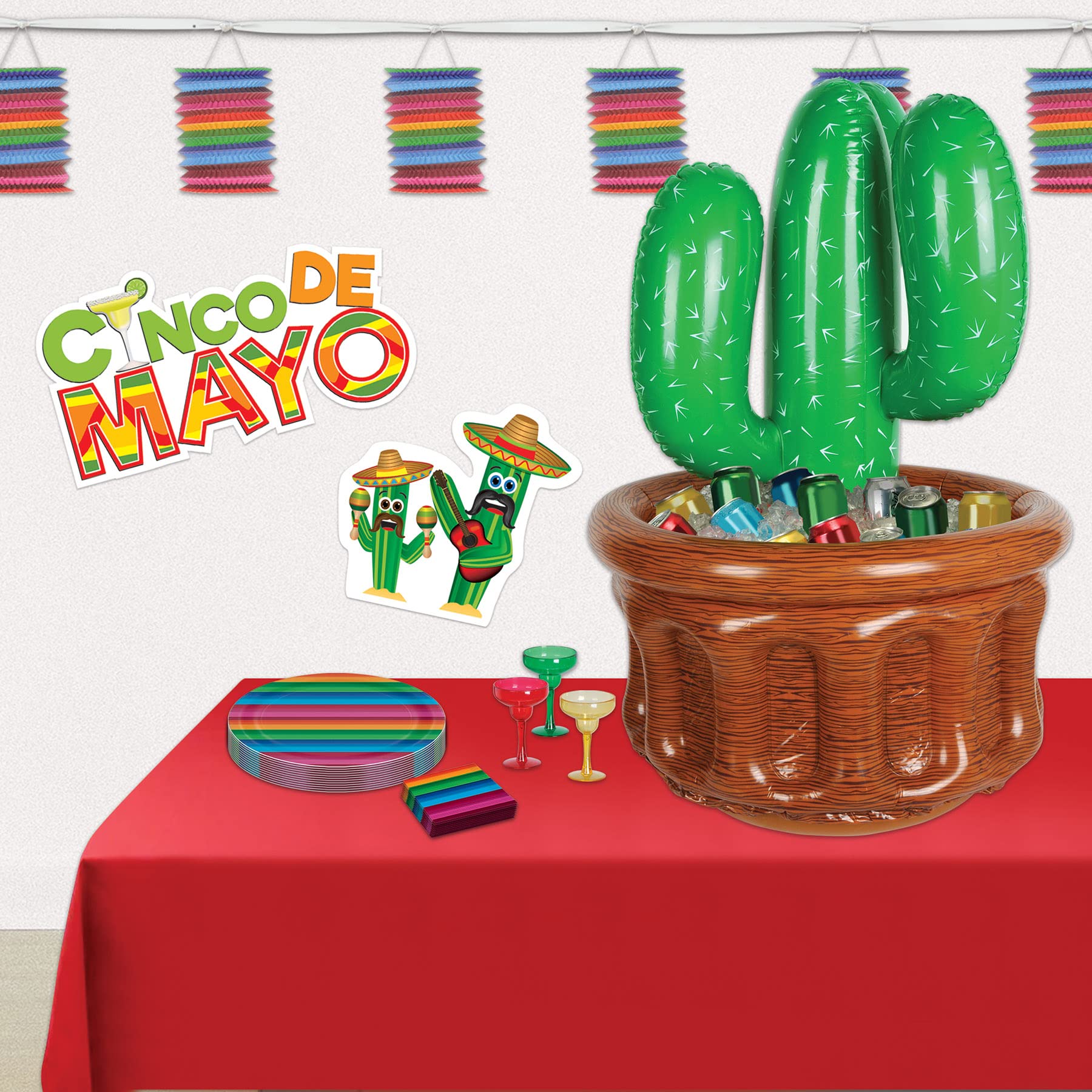 Beistle Inflatable Cactus Coolers, 2 Pack, 26β x 18β, Each Holds Approx. 24 12 oz. Cans - Drink Cooler, Drink Containers for Parties, Cactus Party Decorations, Western Fiesta Party Decorations