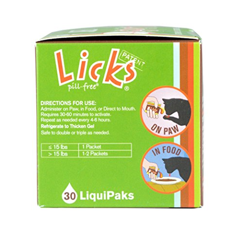 Licks Pill-Free Zen Cat Calming - Natural Calming Aid for Aggressive Behavior and Nervousness - Calming Cat Treats for Stress Relief & Cat Health - Gel Packets - 30 Use