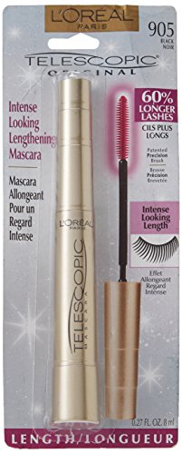 L'Oreal Paris Telescopic Mascara, Black [905] 0.27 oz (Pack of 2)
