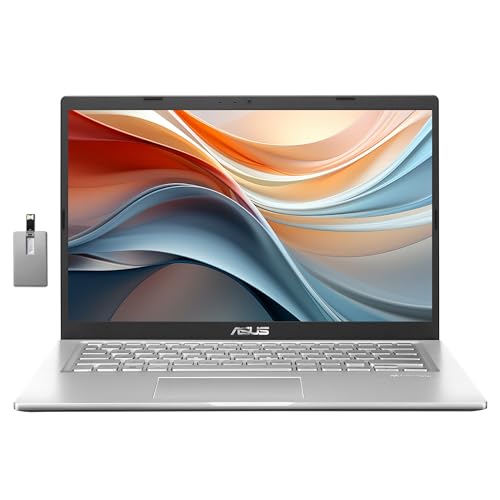 asus 2023 Vivobook 14/ HD Student Laptop, Intel Core i3-1115G4, 8GB RAM, 128GB PCIe SSD, Intel UHD Graphics, Webcam, WiFi 5, Bluetooth, Silver, Win 11, 32GB SnowBell USB Card