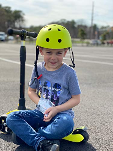 Bee Free 3 Wheel Kick Scooter for Toddlers and Kids, Adjustable Handlebars, Light Up LED Wheels, Foldable, Rear Foot Brake, Wide Stable Deck, Boys and Girls Ages 2-5, Up to 100 LBS, Yellow