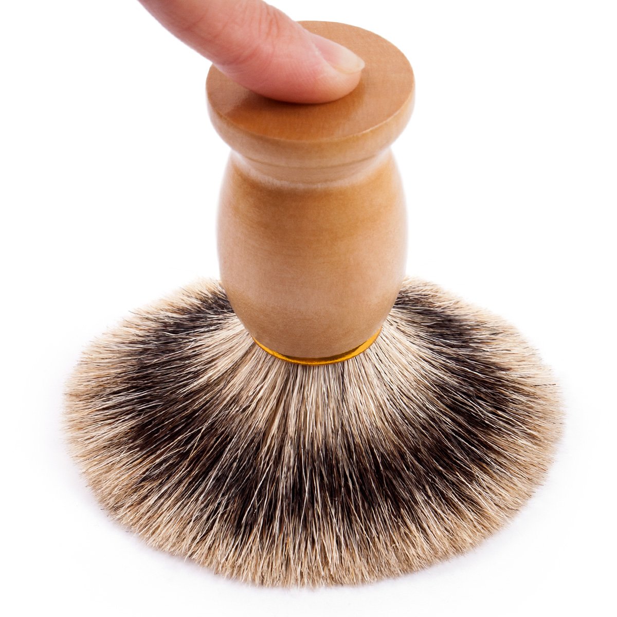 QSHAVE 100% Best Original Pure Badger Hair Shaving Brush Handmade. Real Wood Base. Perfect for Wet Shave, Safety Razor, Double Edge Razor