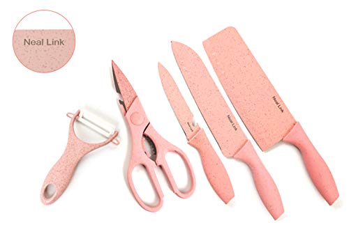 Neal LINK pink knife set with block-knife set pink kitchen accessories-knives set for Kitchen Peeler