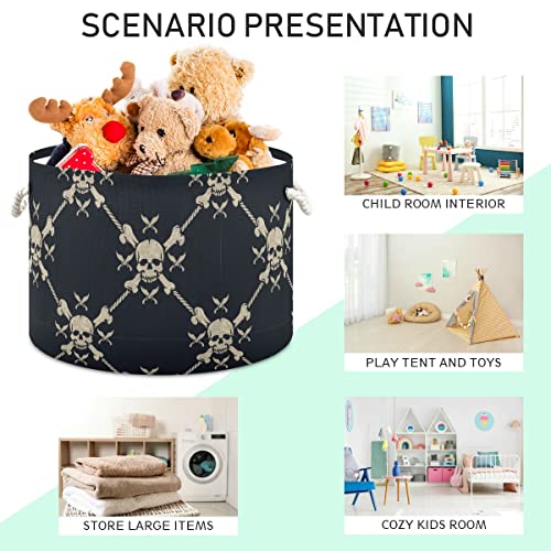 Pirate Skulls Large Storage Basket for Toys Storage Bin Box Organizer Basket for Laundry Hamper, Kid's Room, Baby & Dog Toy