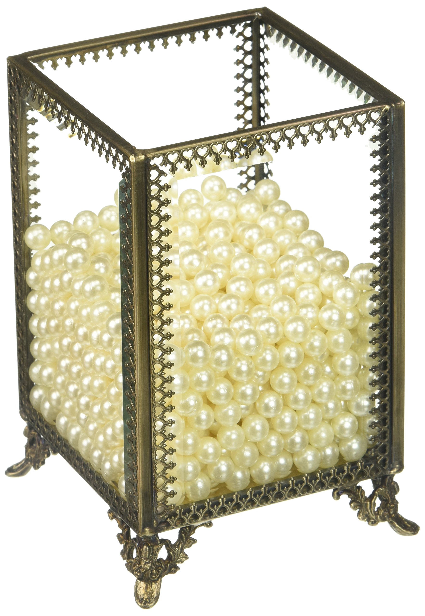 PuTwo Makeup Organizer Vintage Make up Brush Holder with Free White Pearls - Small