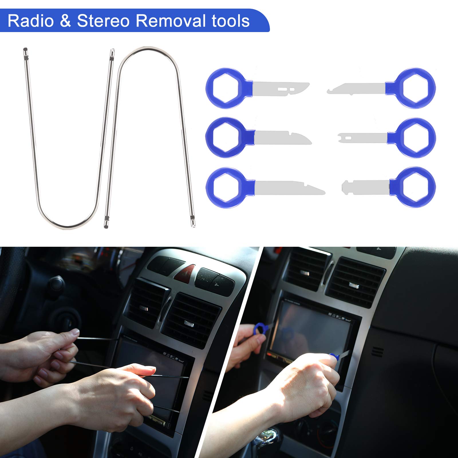 Avolare 194Pcs Trim Removal Tool Kit, Car Removal Tool Set for Trim Door Panel Audio Dash Window, Auto Clip Pliers Fastener Remover Pry Tool Kit, Car Upholstery Removal Tool with Storage Bag, Blue